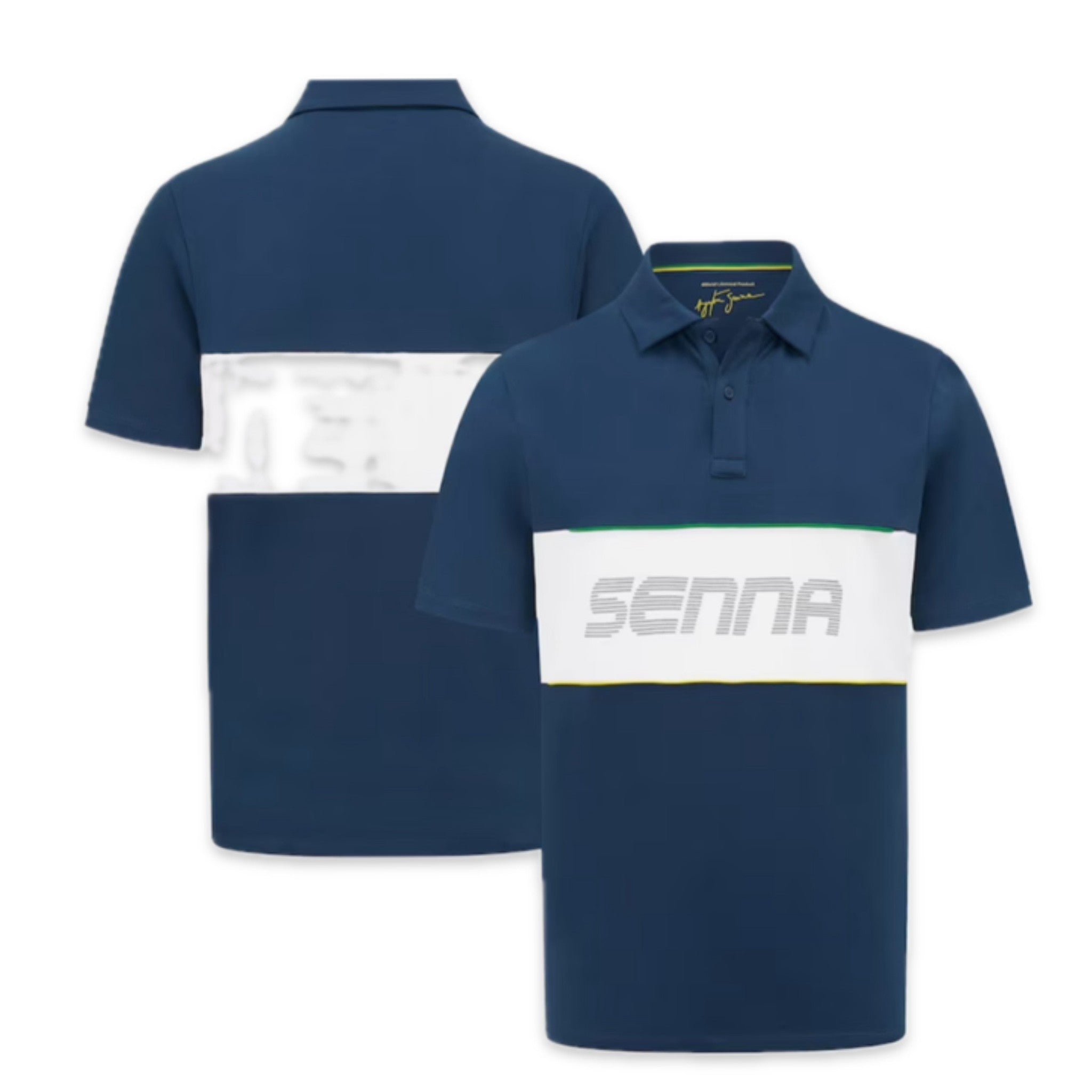 Ayrton Senna Collection Official Merchandise Race Polo-Navy Blue